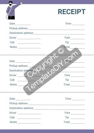 Taxi Cab Receipt Template Printable in PDF, Excel, Word