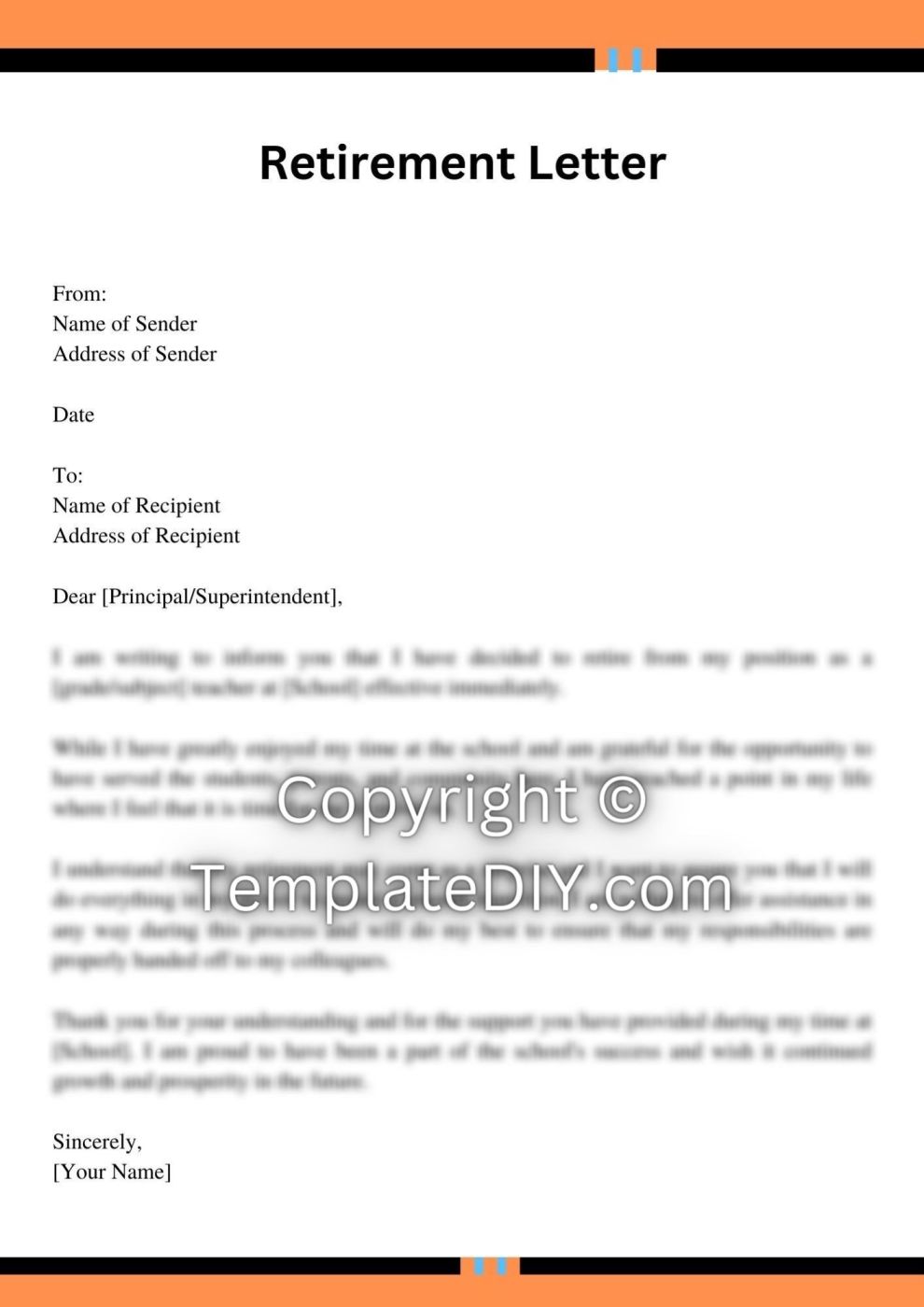 Teacher Retirement Letter Template | Easy to Edit