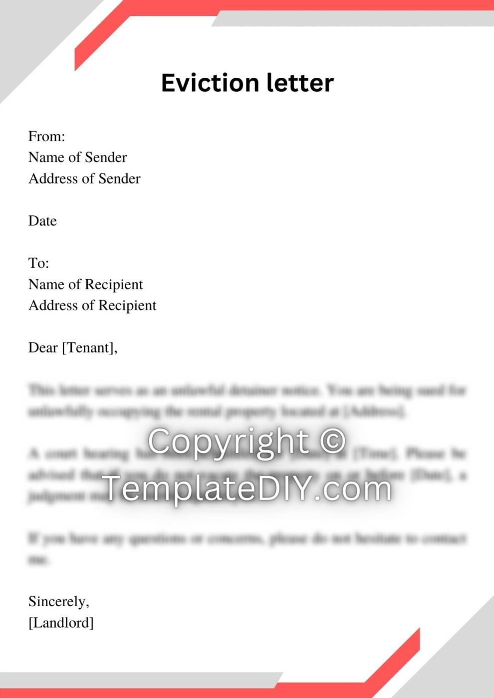 Tenant Eviction Letter Sample with Examples [Word]