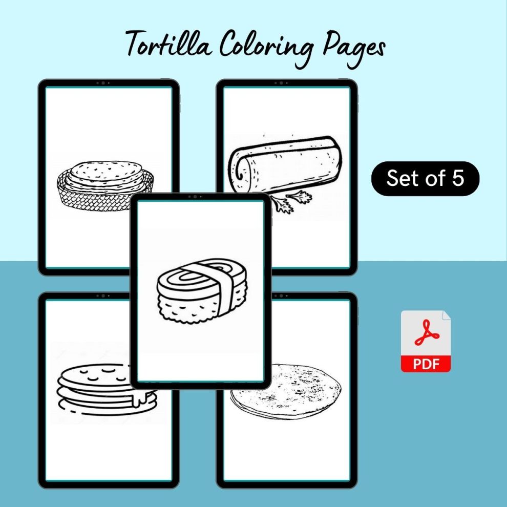 Tortilla Coloring Pages Template Printable Blank PDF