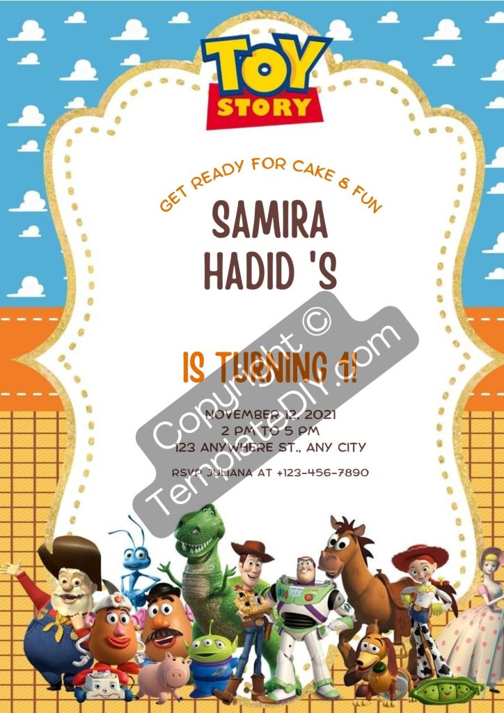 Toy Story Invitation Template Blank Printable PDF, Word