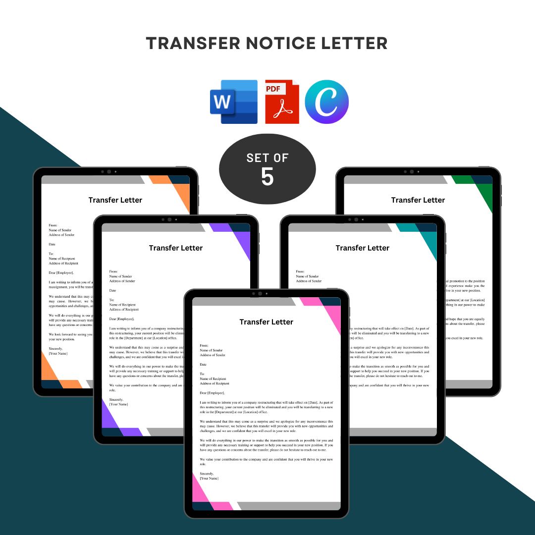 Transfer Notice Letter Template | Download Editable Format
