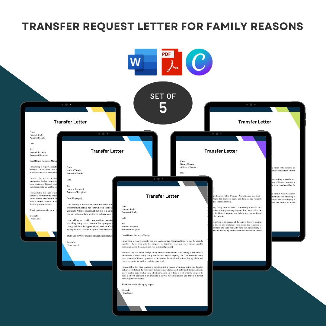 Transfer Request Letter for Family Reasons Sample [Word]