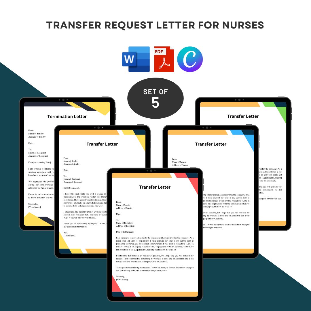 Transfer Request Letter for Nurses Sample Template Examples