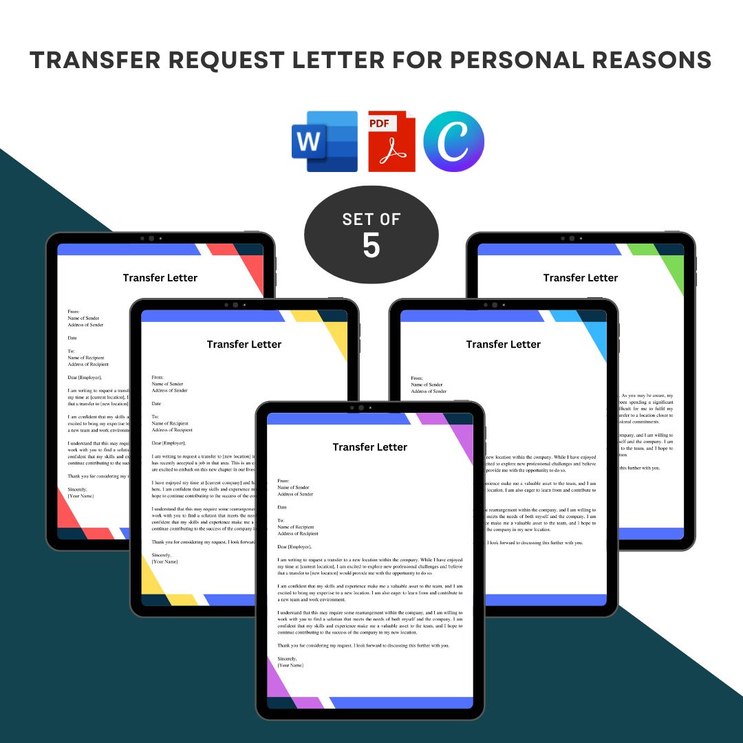 Transfer Request Letter for Personal Reasons Sample [Word]