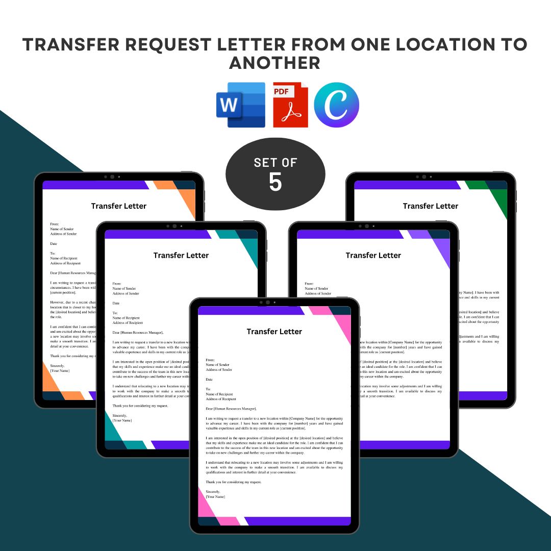 Transfer Request Letter from One Location to Another Sample