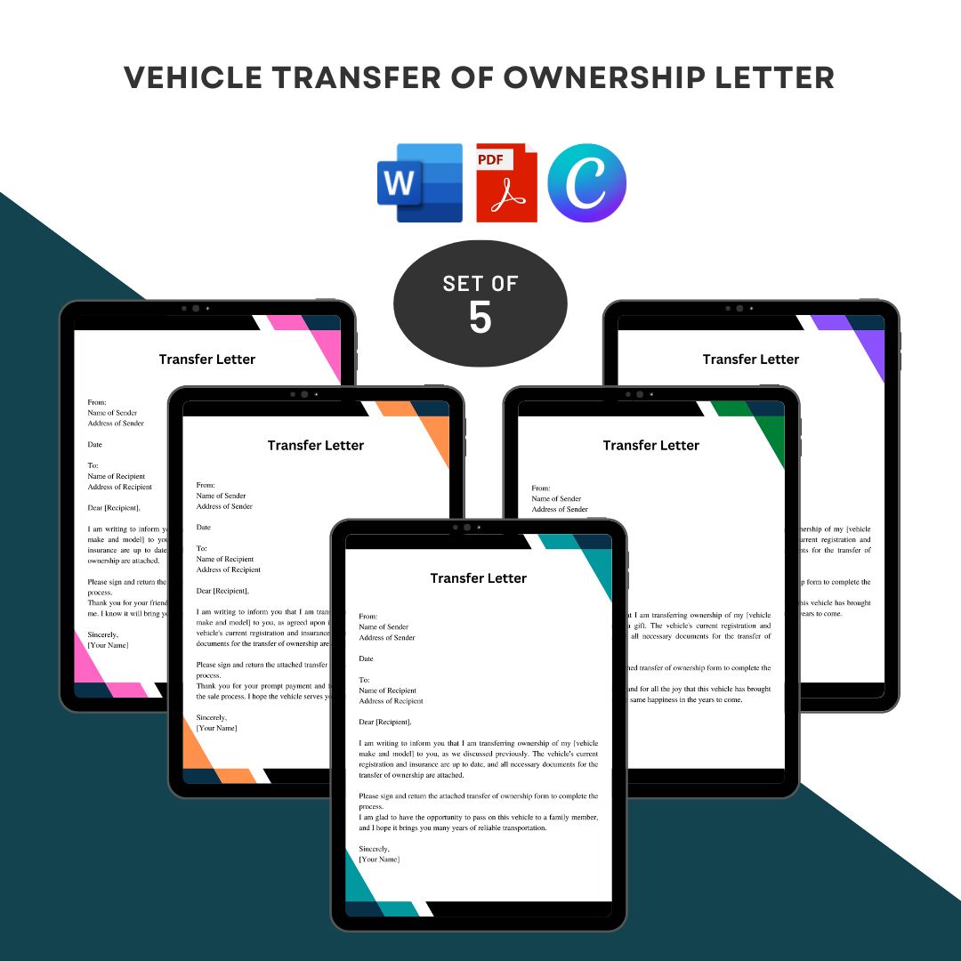 Vehicle Transfer of Ownership Letter Sample with Examples