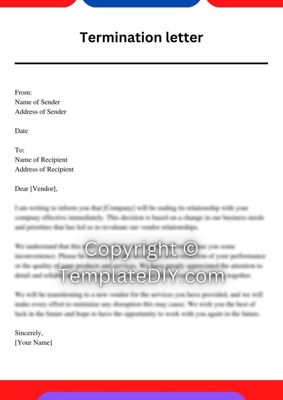 Vendor Termination Letter Template | Professional & Editable