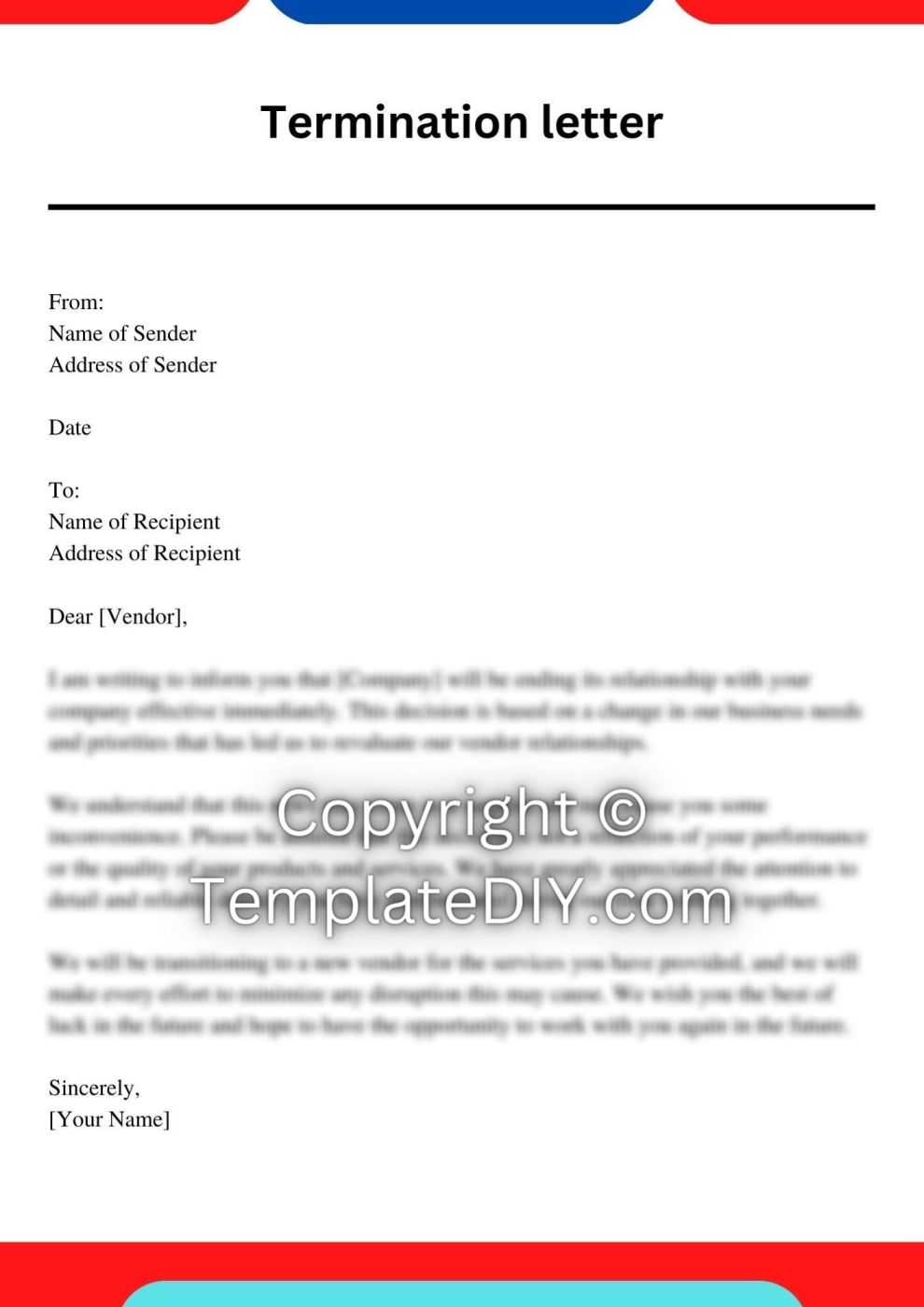 Vendor Termination Letter Template | Professional & Editable