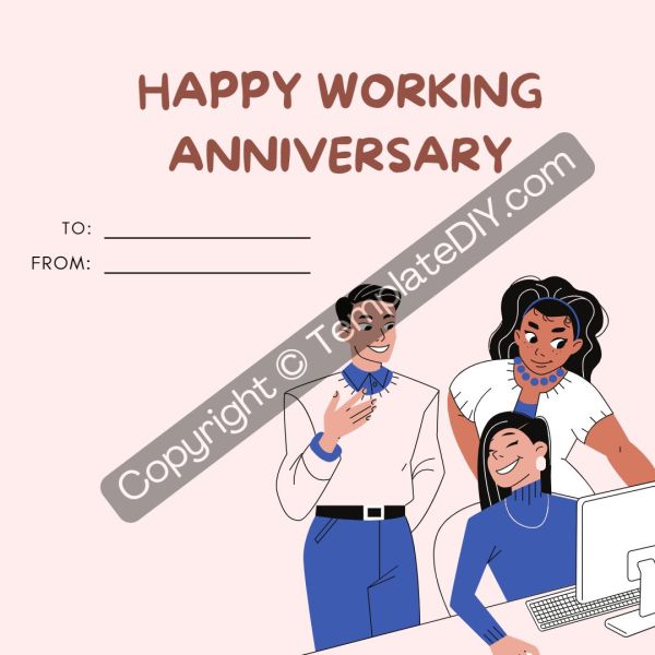Work Anniversary Greeting Printable Template PDF, Word