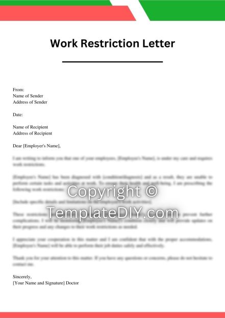 Doctor Work Restrictions Letter Template – Download Now
