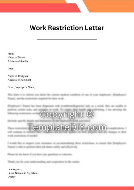 Doctor Work Restrictions Letter Template – Download Now