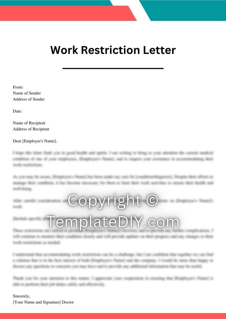 Doctor Work Restrictions Letter Template – Download Now