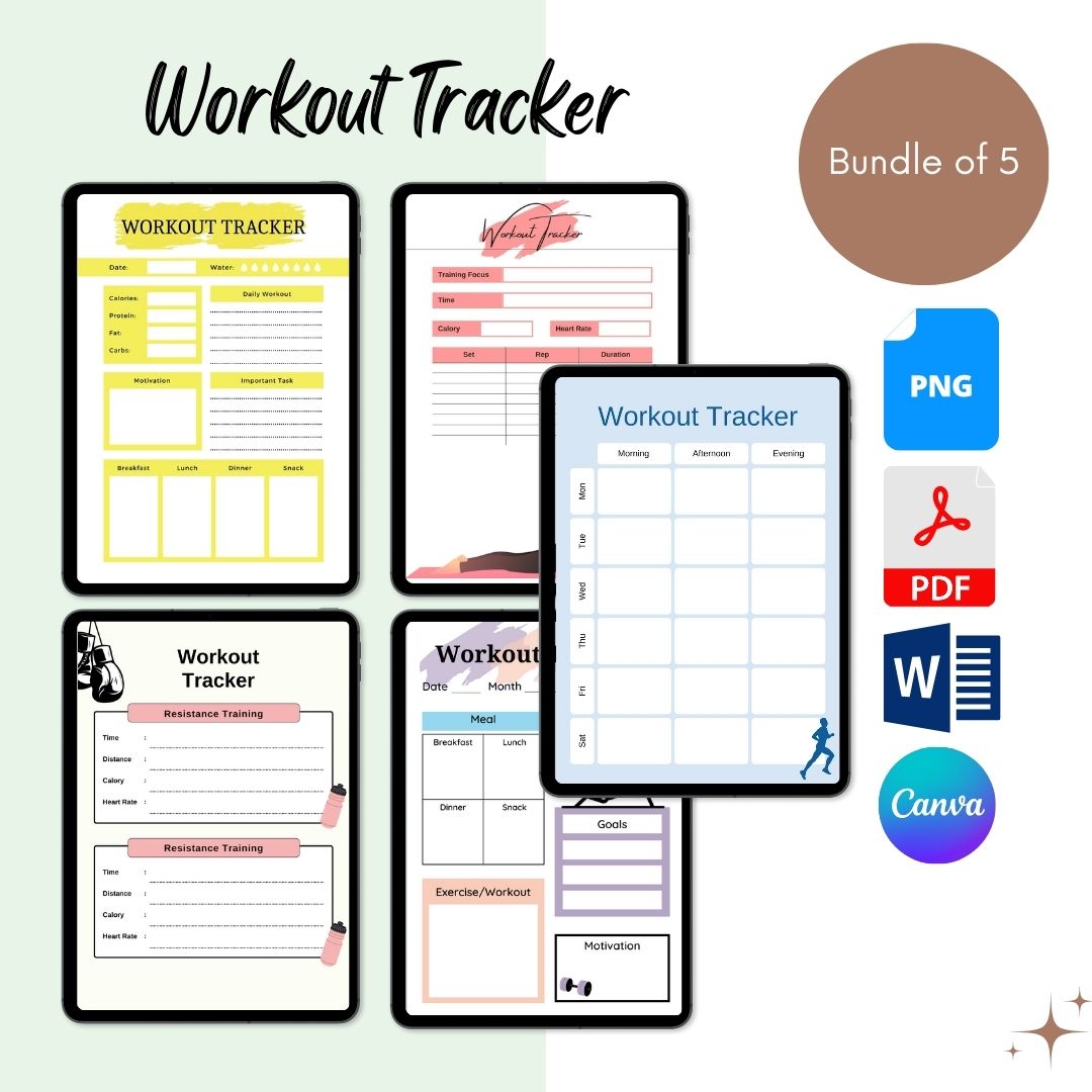 Workout Tracker Template Blank Printable PDF, Word, Excel