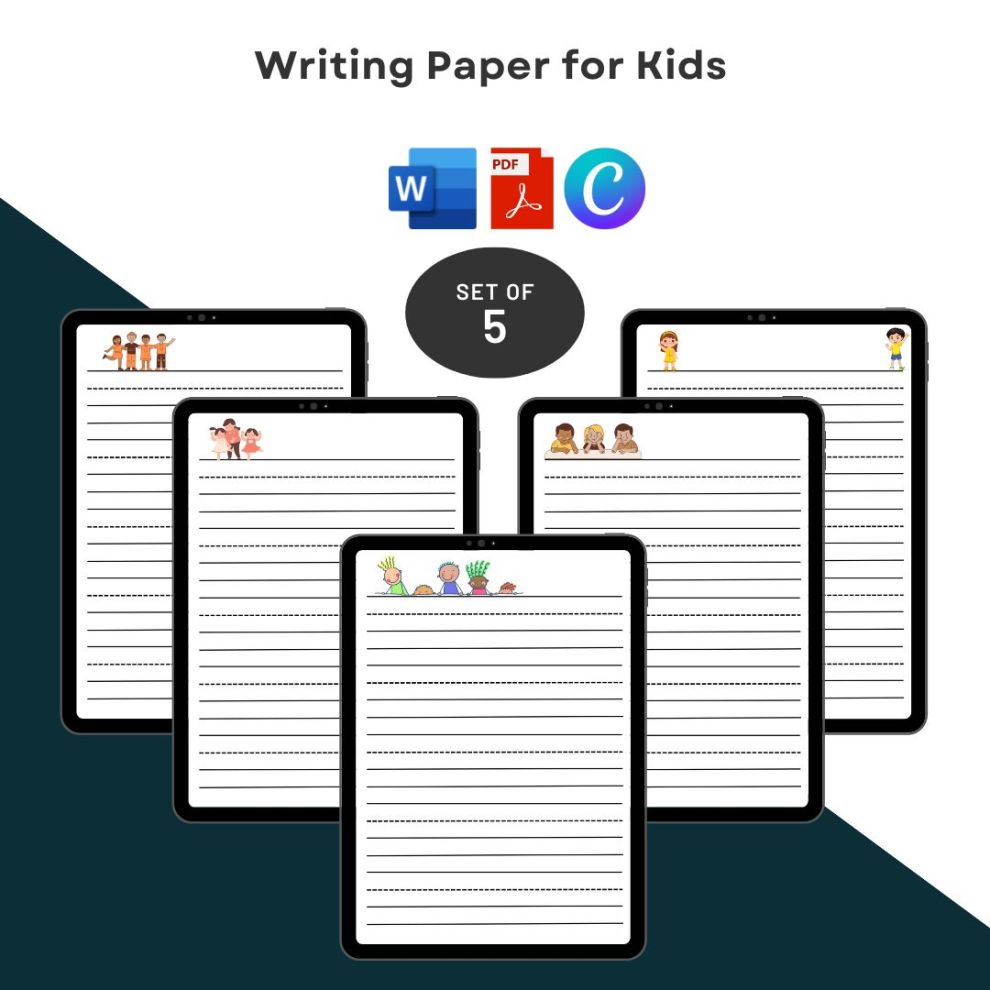 Writing Paper for Kids Template Printable PDF, Word