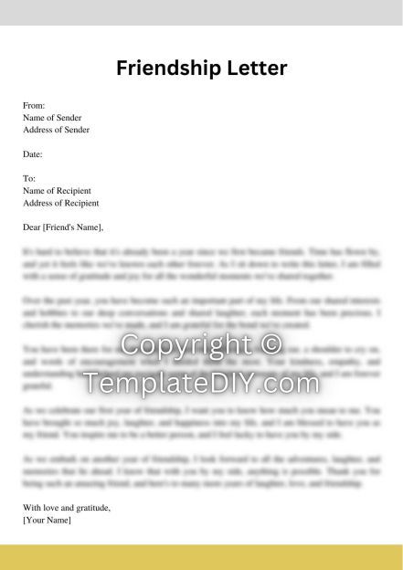 1 Year of Friendship Letter Sample with Examples [Word]