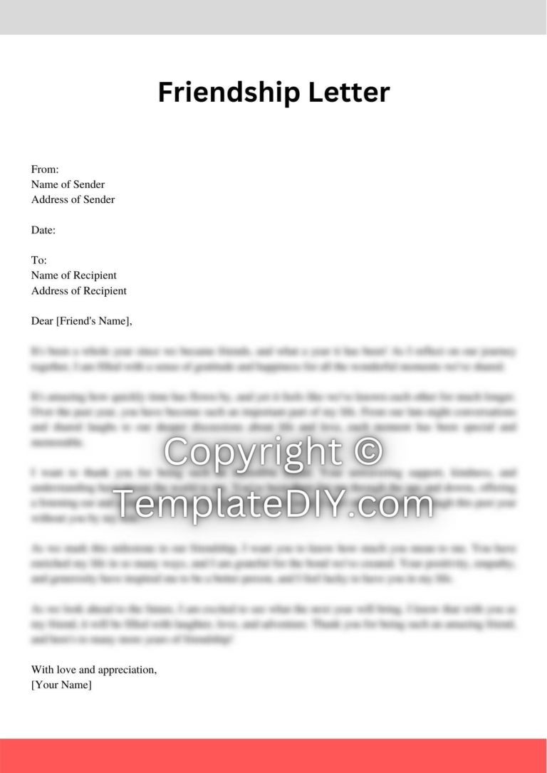 1 Year of Friendship Letter Sample with Examples [Word]