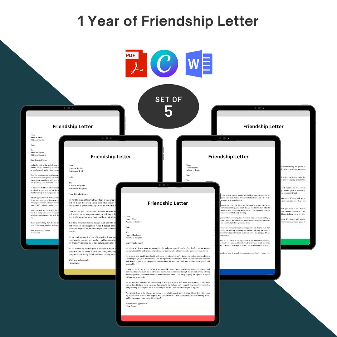1 Year of Friendship Letter Sample with Examples [Word]
