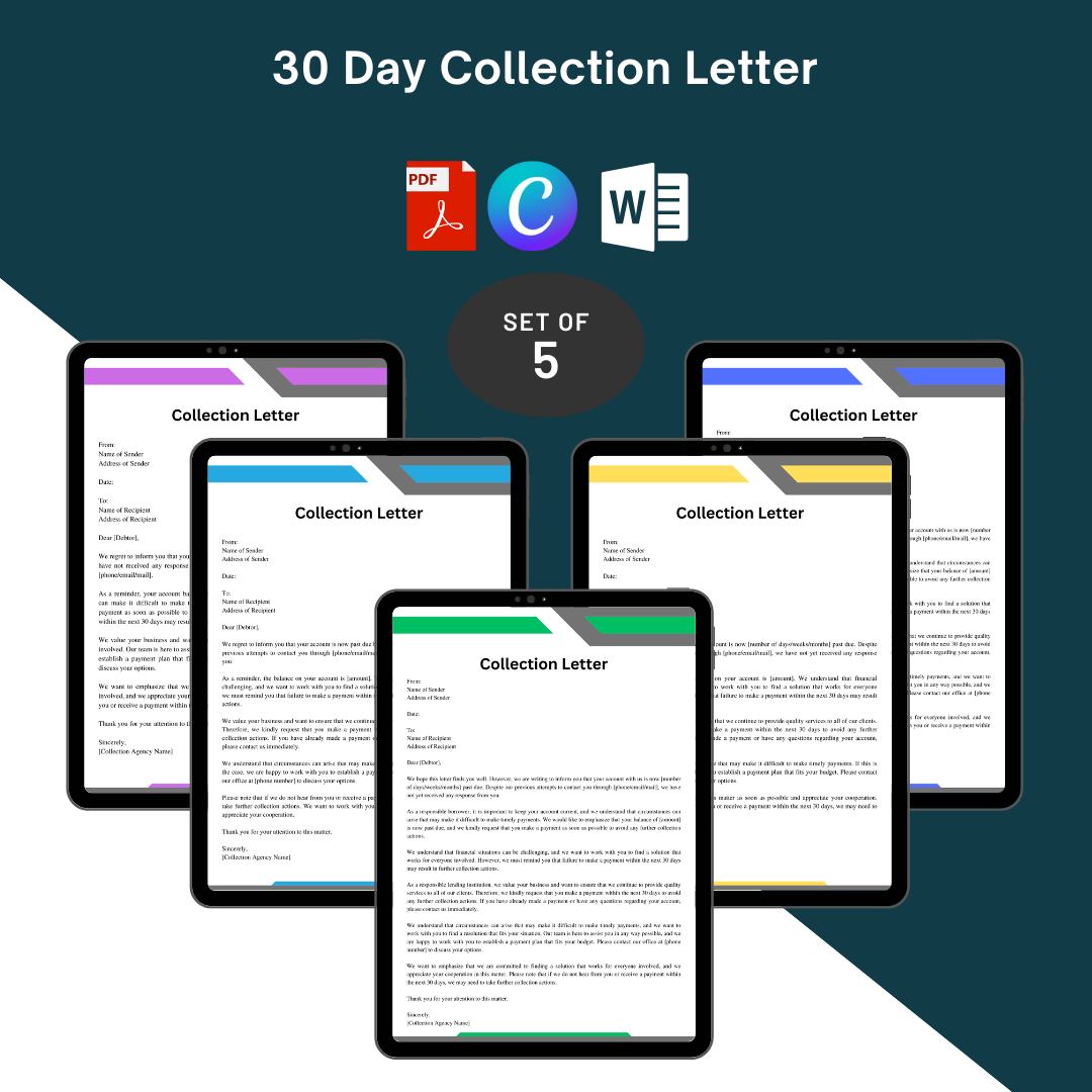 30 Day Collection Letter Sample Template Examples [Word]