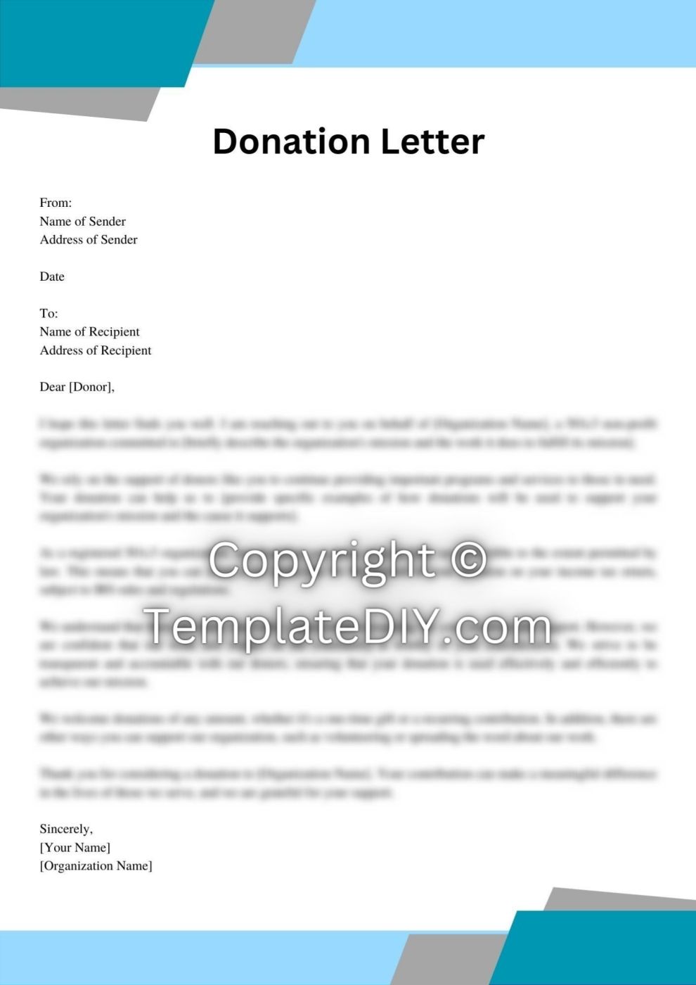 501c3 Tax Deductible Donation Letter Template (PDF & Word)