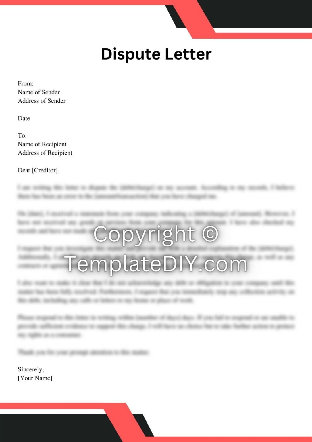 611 Dispute Letter Sample Template with Examples PDF Word