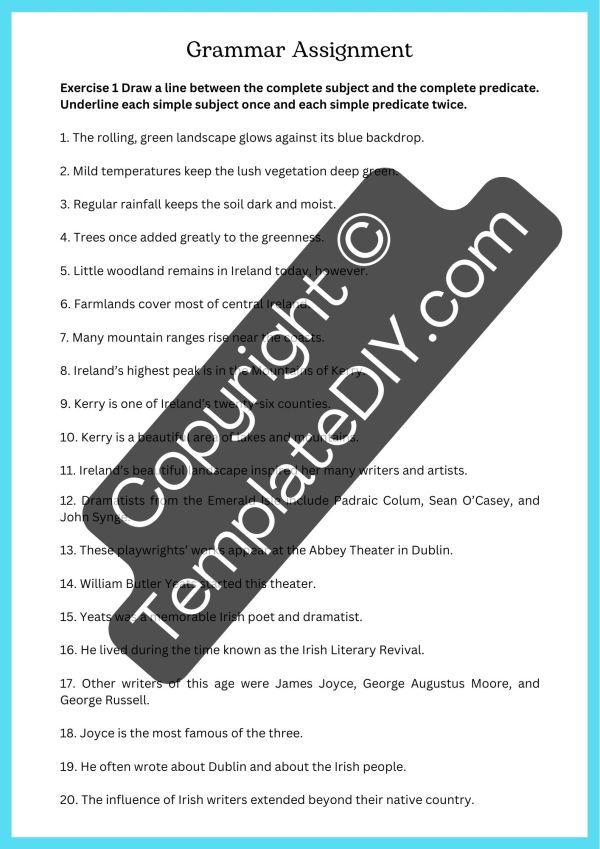 7th Grade Grammar Worksheets Template Printable Word, PDF