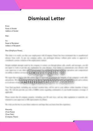 AWOL Dismissal Letter Sample with Examples [Word Editable]