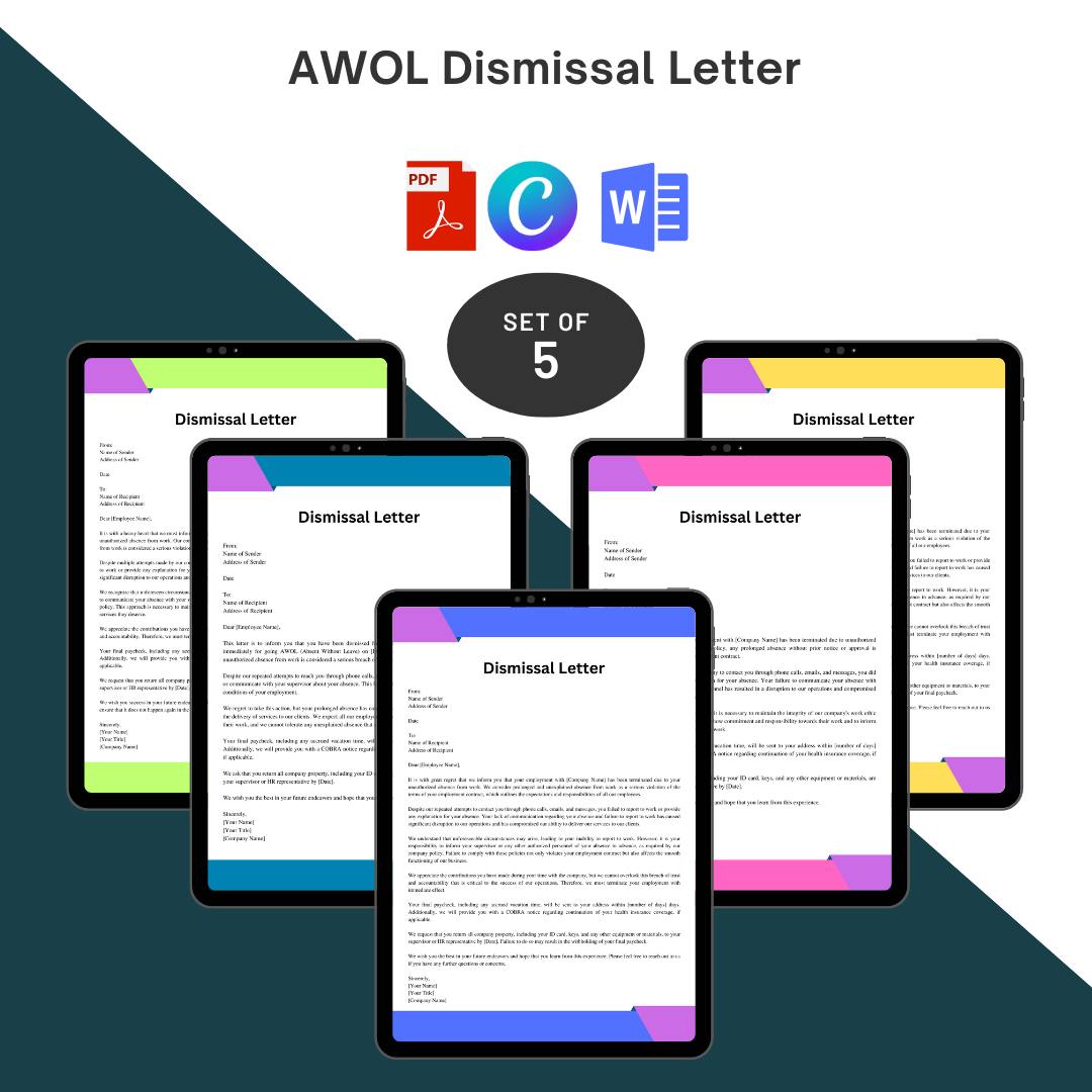 AWOL Dismissal Letter Sample with Examples [Word Editable]