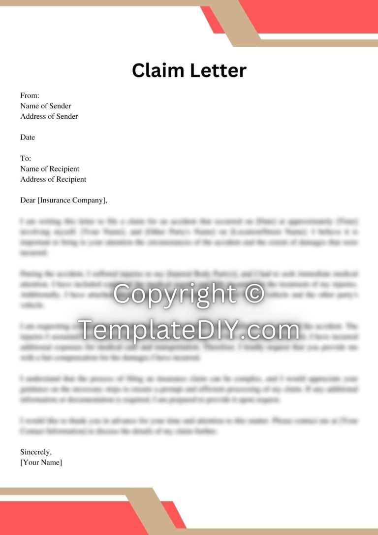 Accident Claim Letter Sample Template with Examples [Word]