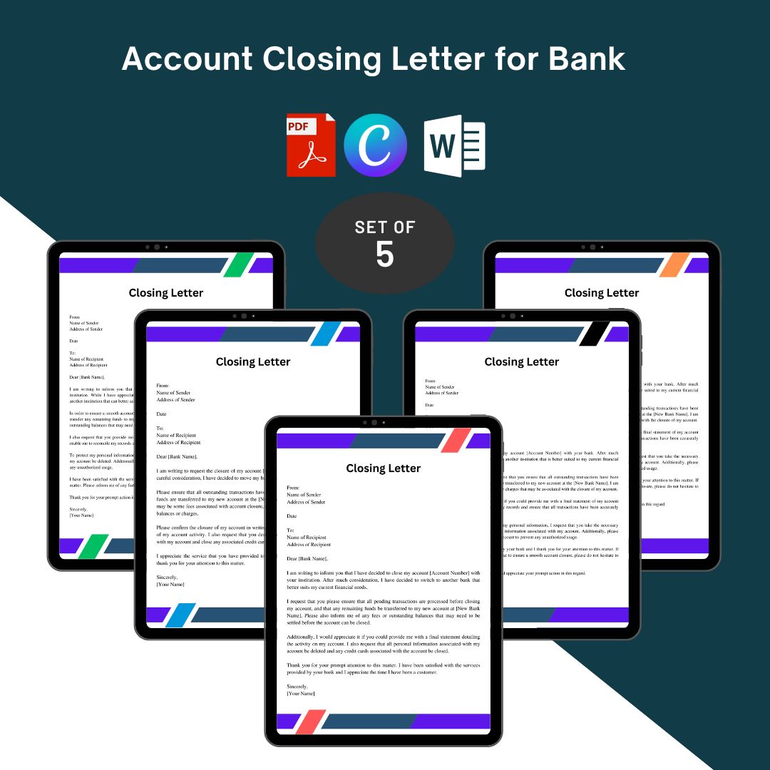 Account Closing Letter for Bank Sample with Examples