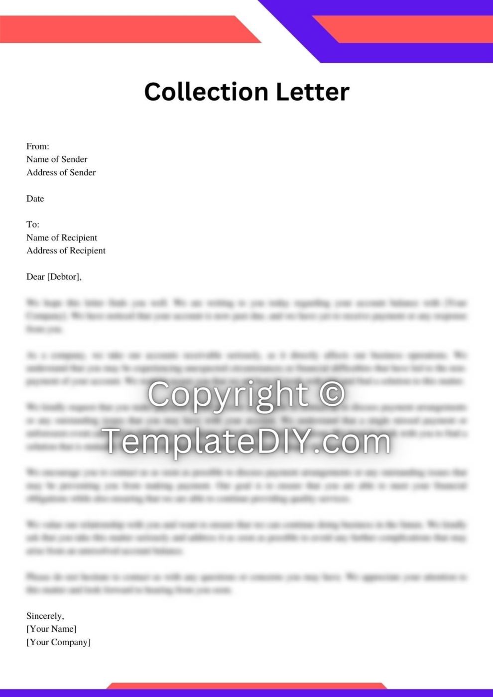 Accounts Receivable Collection Letter Sample and Examples