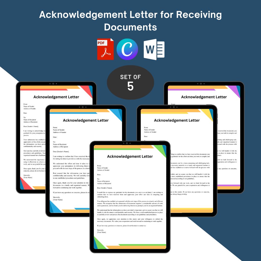 Acknowledgement Letter for Receiving Documents Sample