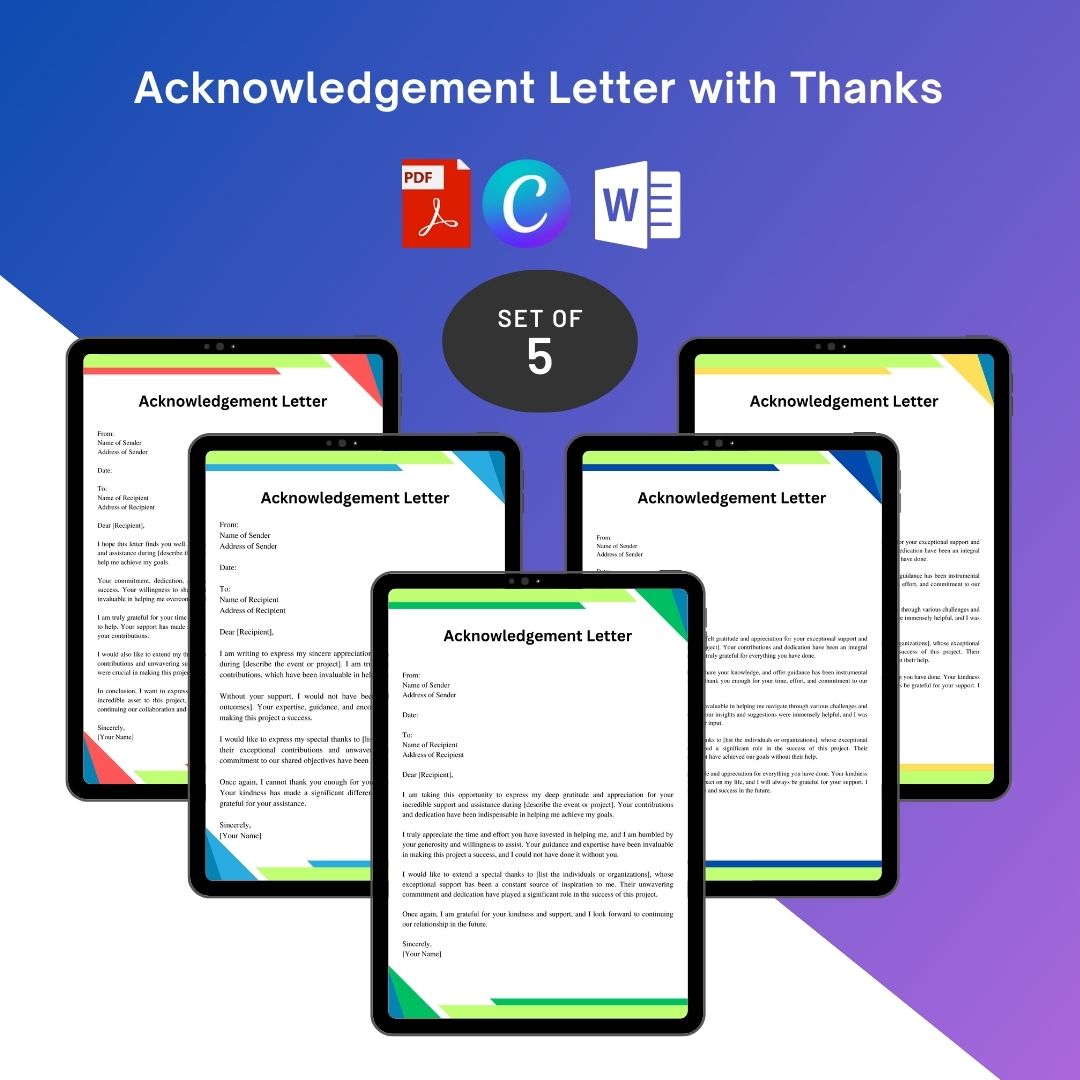 Acknowledgement Letter with Thanks Sample with Examples