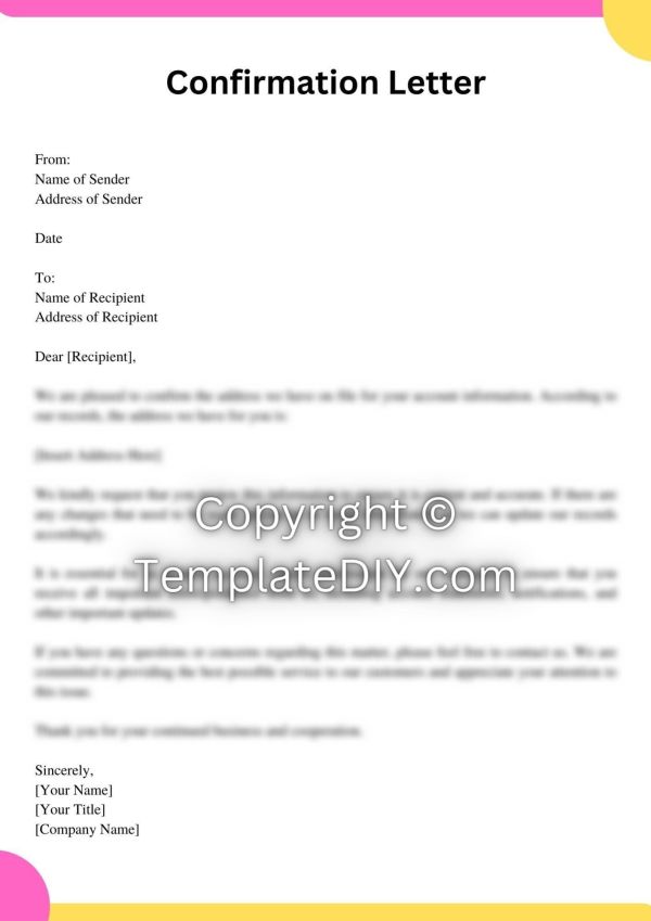 Address Confirmation Letter Sample with Examples [Word]