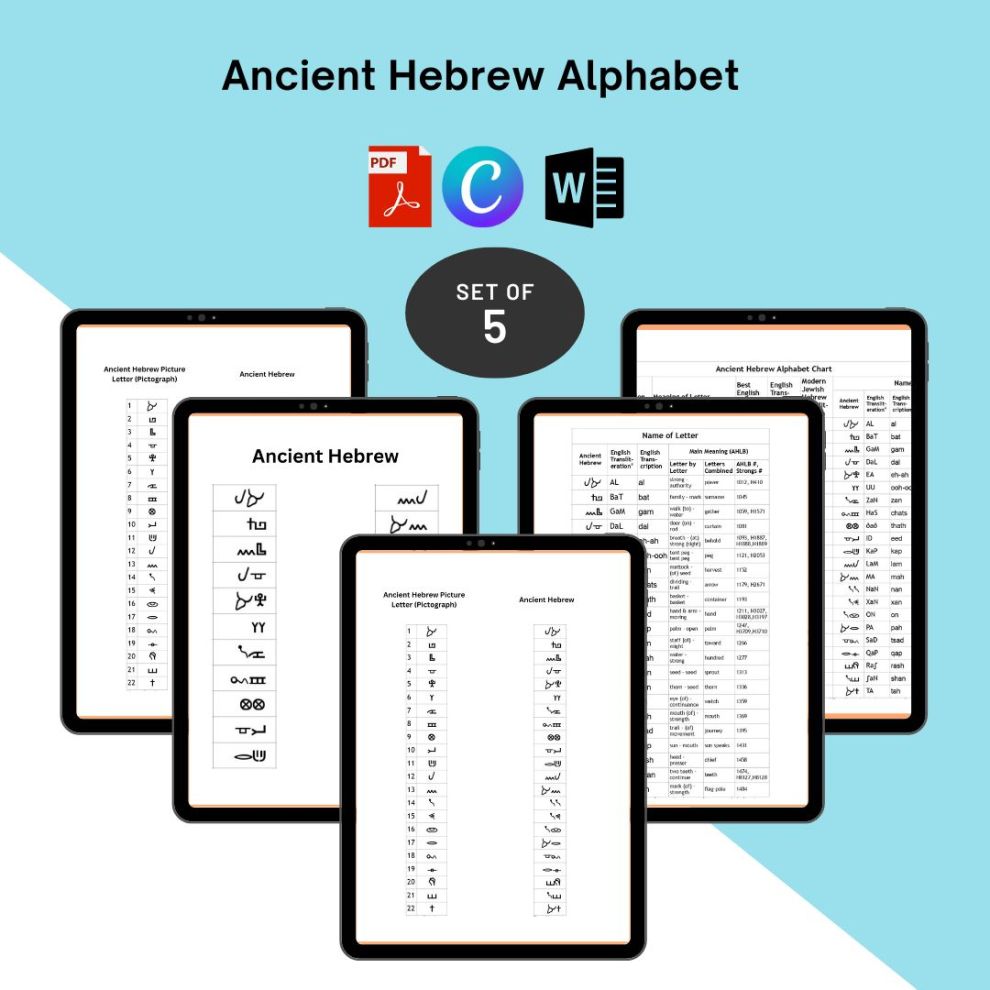 Ancient Hebrew Alphabet Printable Template in Pdf Word