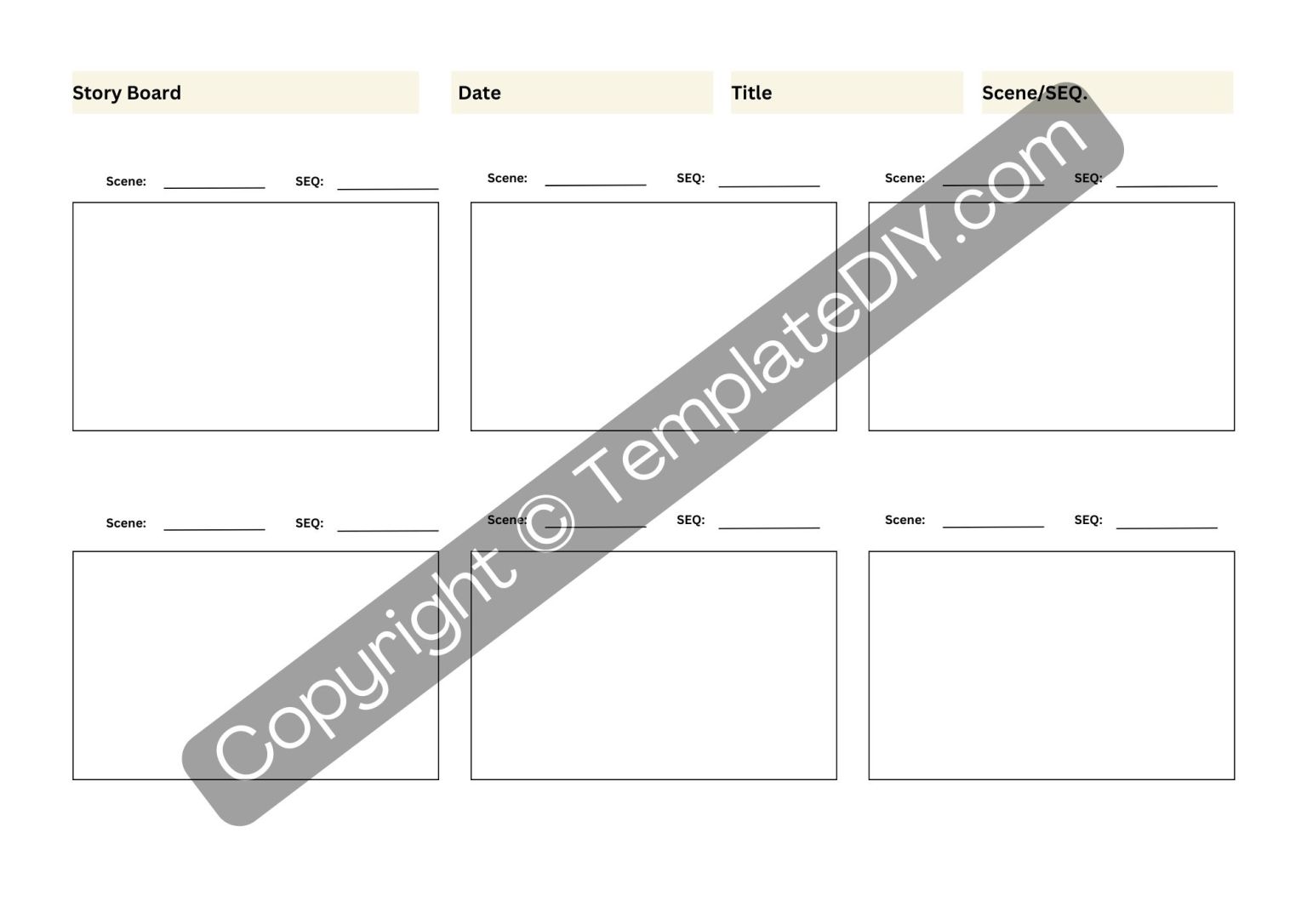 Animation Storyboard Template Printable in PDF, Word