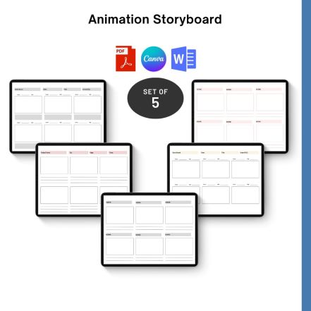 Animation Storyboard Template Printable in PDF, Word