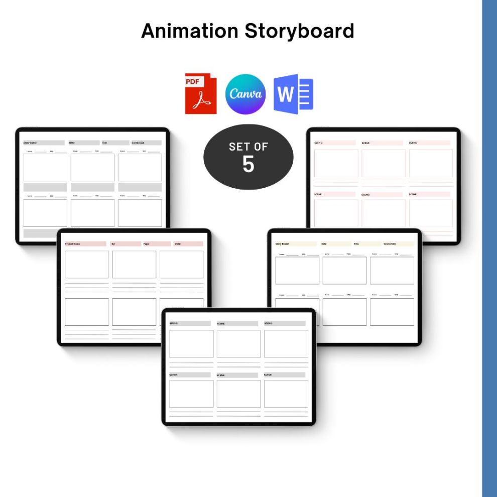 Animation Storyboard Template Printable in PDF, Word