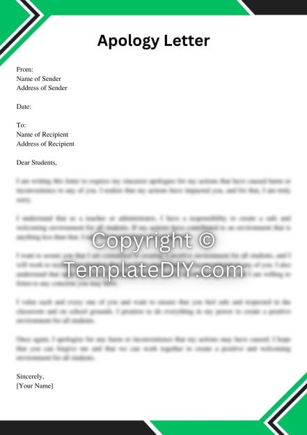 Apology Letter for Students Sample Template with Examples