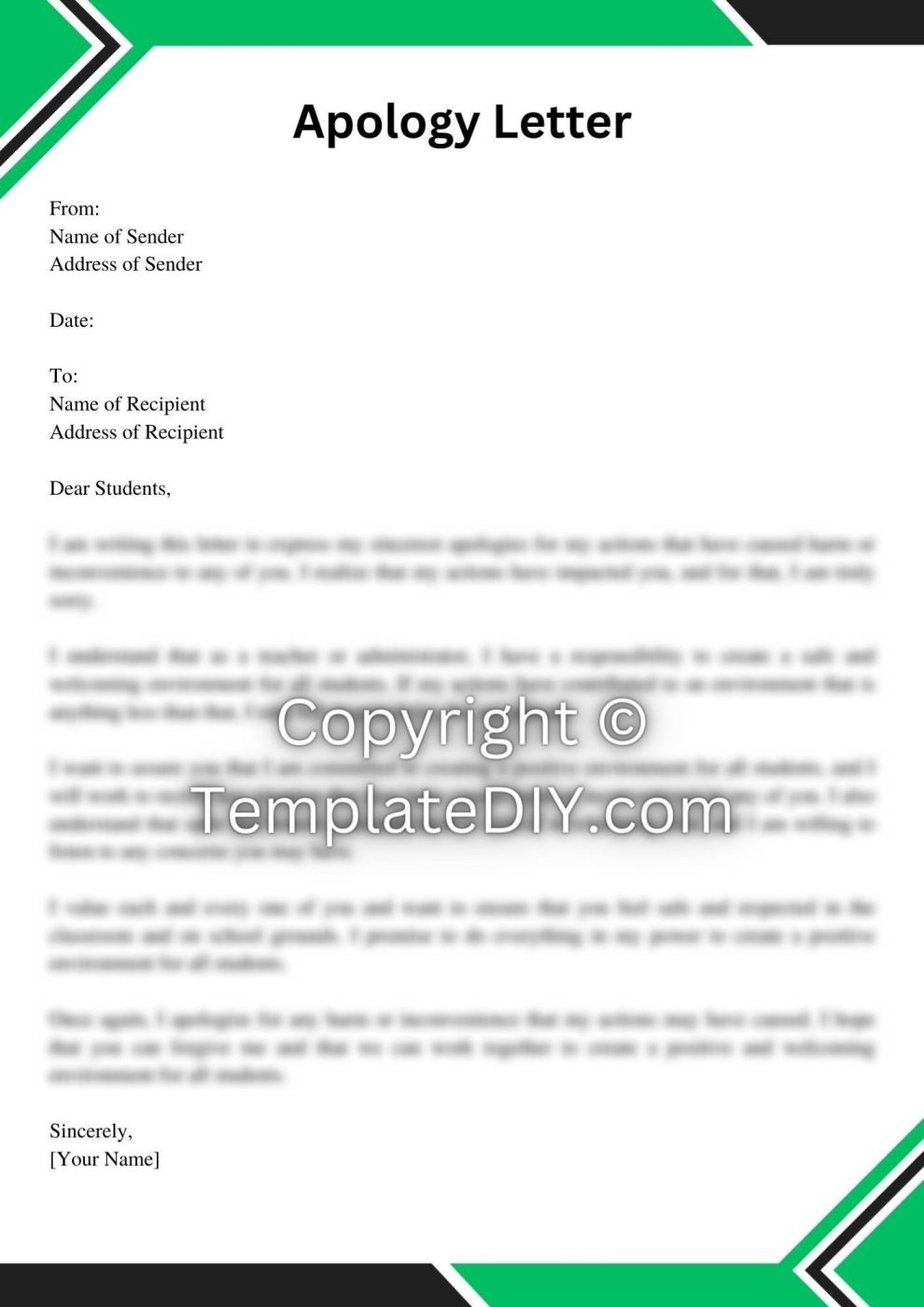 Apology Letter for Students Sample Template with Examples