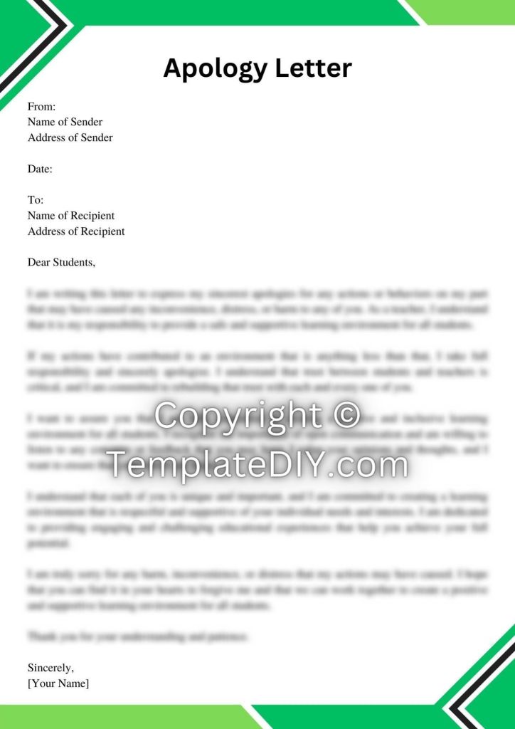 Apology Letter for Students Sample Template with Examples