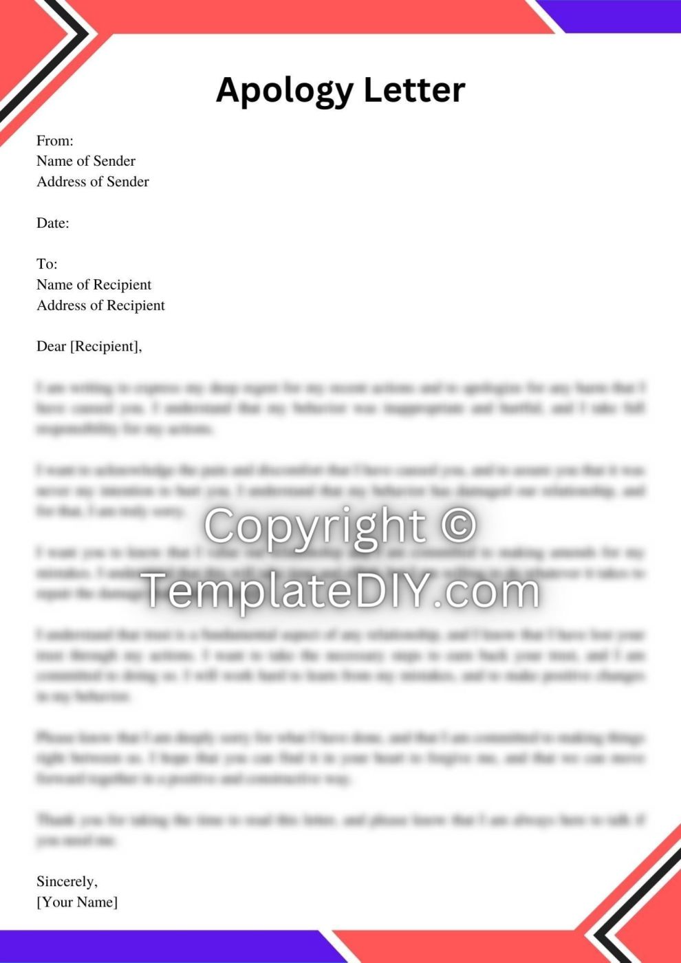 Apology Letter for Wrong Doing Sample Template and Examples