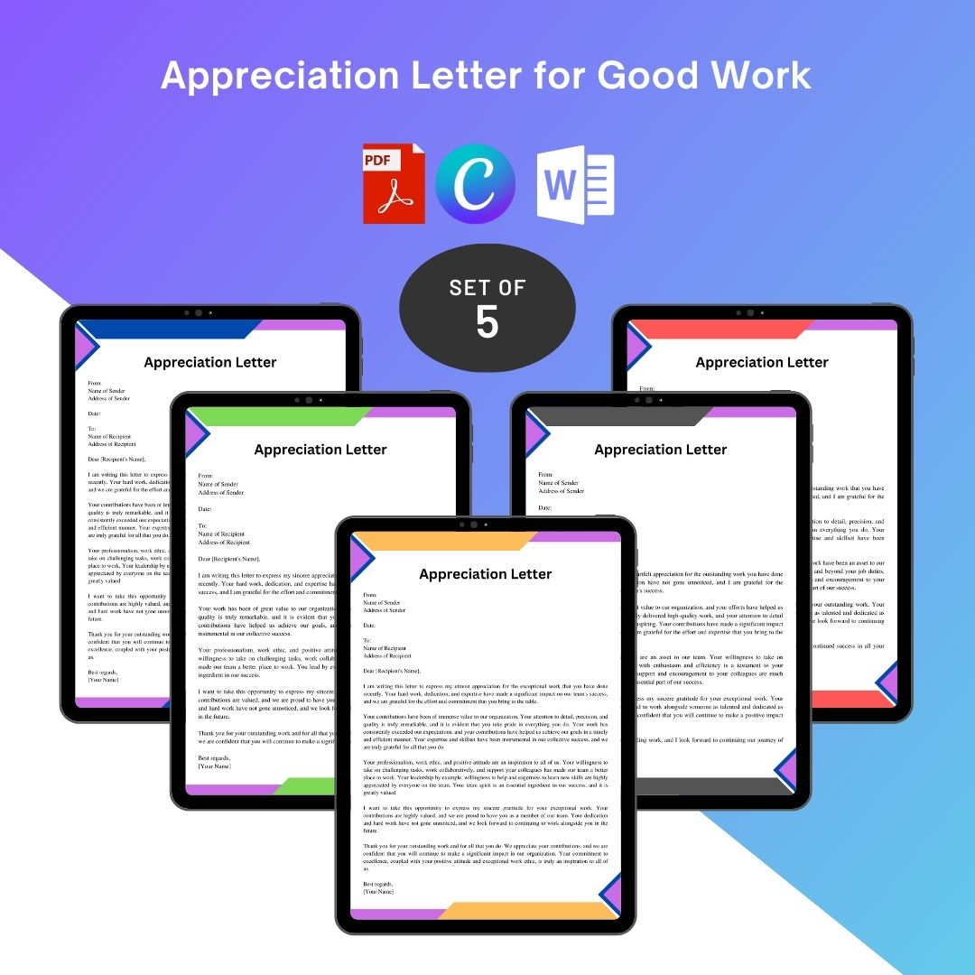 Appreciation Letter for Good Work Sample with Examples