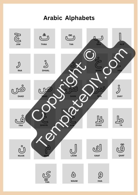 Arabic Alphabet Cheat Sheet Printable Template
