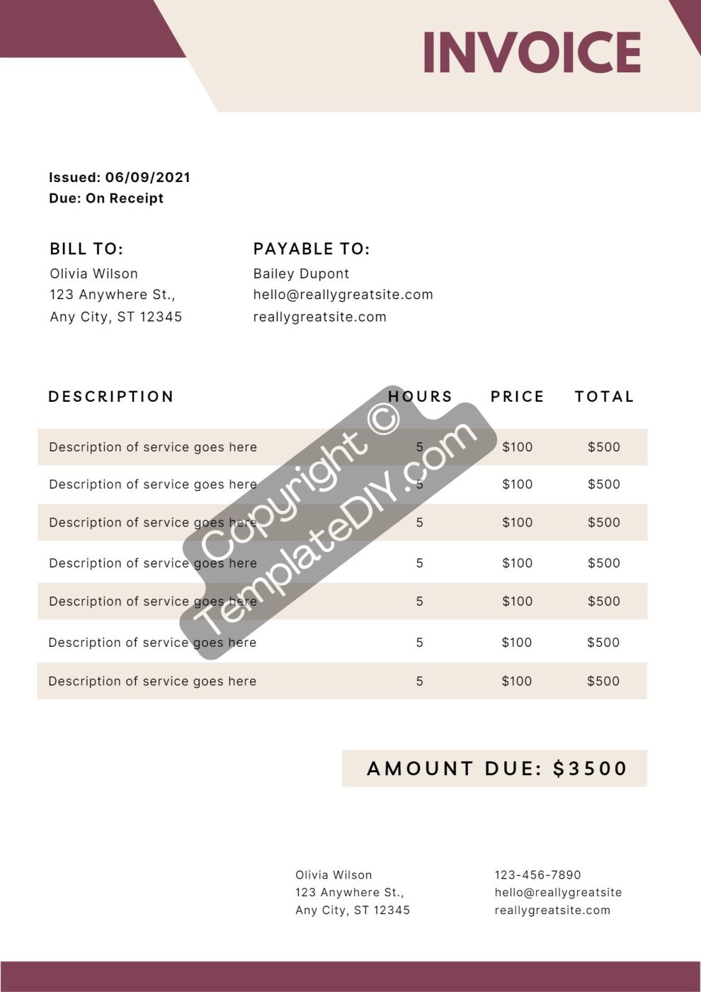 Artist Invoice Template Printable PDF, Word & Excel