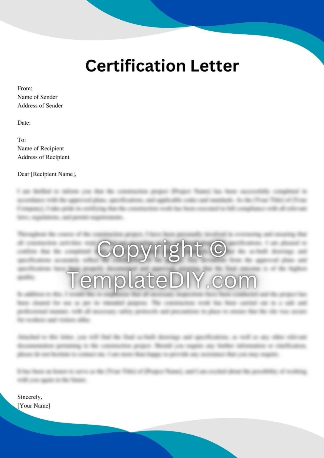 As Built Certification Letter Sample with Examples [Word]