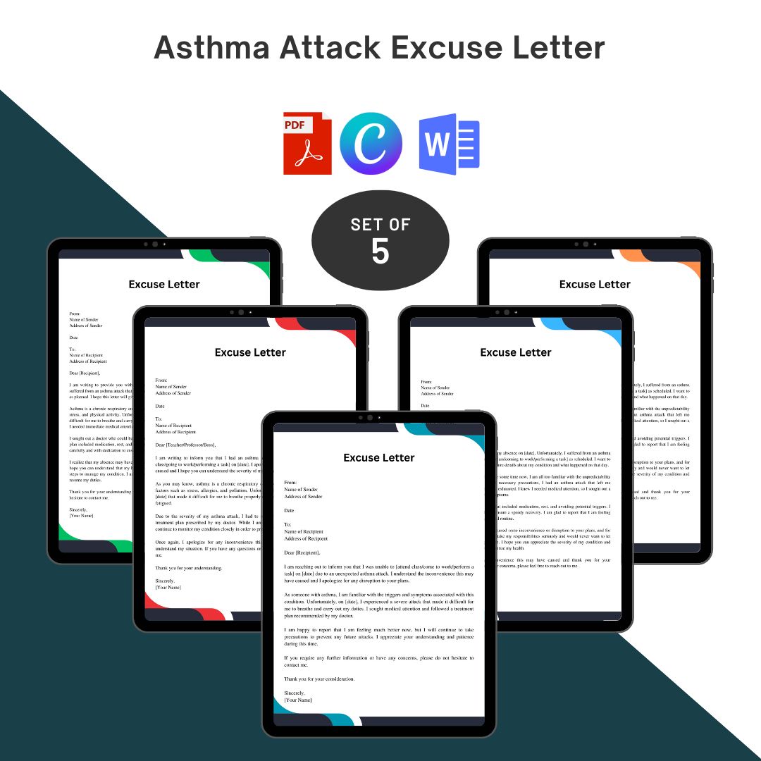 Asthma Attack Excuse Letter Template | Printable Sample