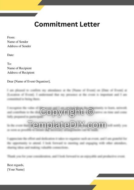 Professional Attendance Commitment Letter Format | TemplateDIY