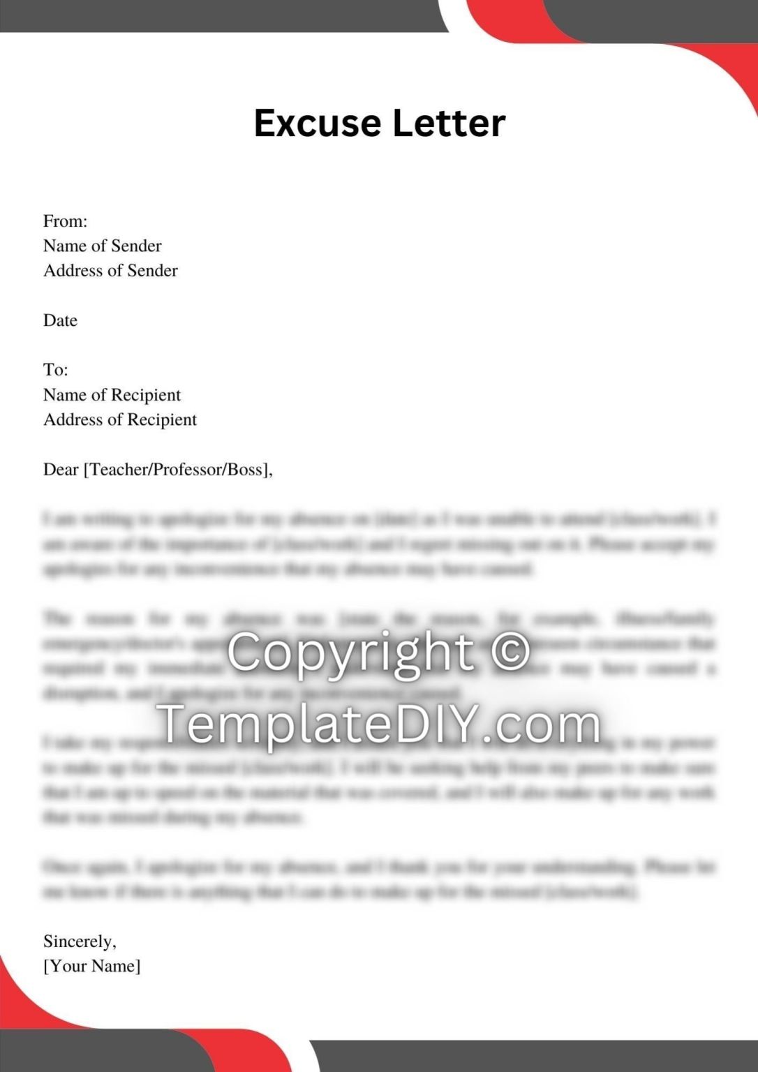 Attendance Excuse Letter Sample with Examples [Word]