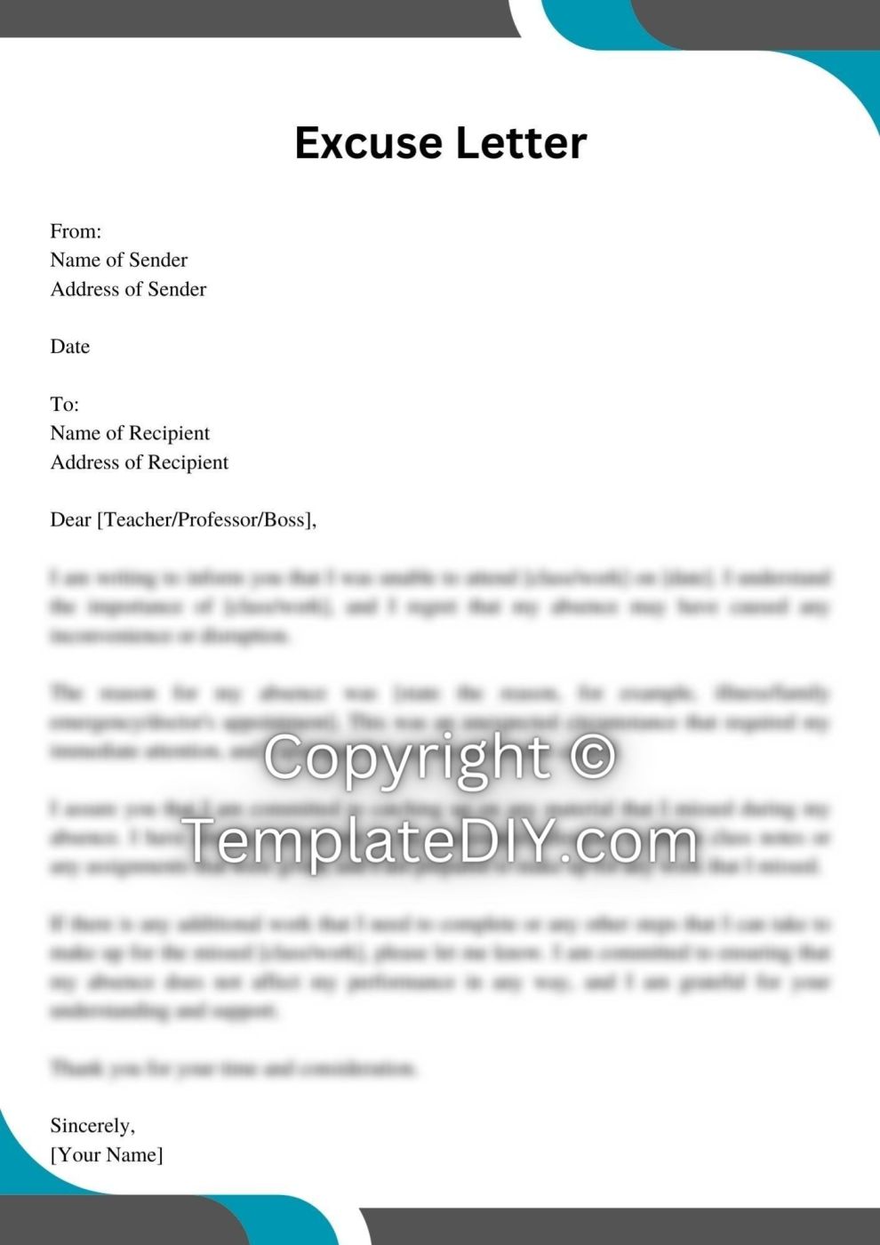 Attendance Excuse Letter Sample with Examples [Word]